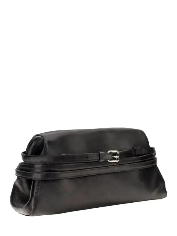 Moschino Buckle-detail Leather Clutch Bag - Black