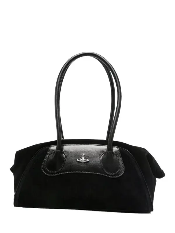 VIVIENNE WESTWOOD Orb Plaque Suede-panelled Shoulder Bag - Black