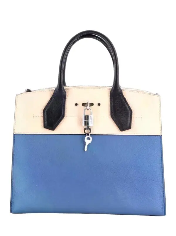 LOUIS VUITTON City Steamer Handbag Leather Mm Tote Bag - Blue