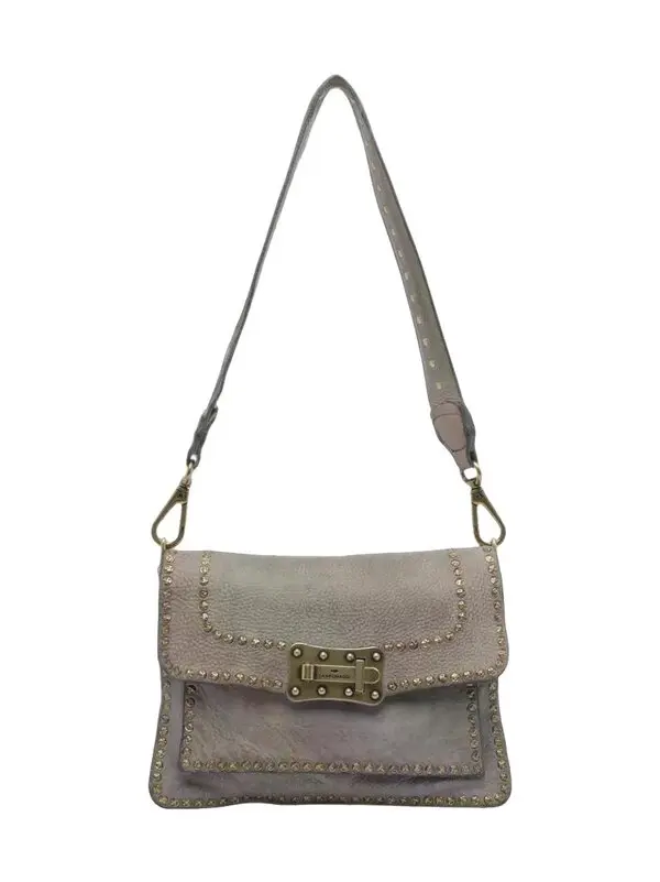 CAMPOMAGGI Stud-embellished Leather Shoulder Bag - Grey