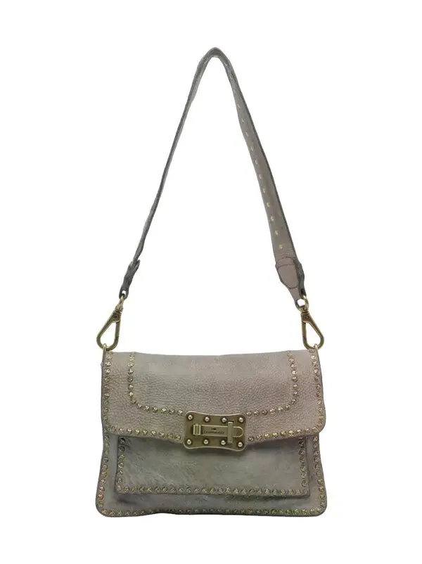 CAMPOMAGGI Stud-embellished Leather Shoulder Bag - Grey