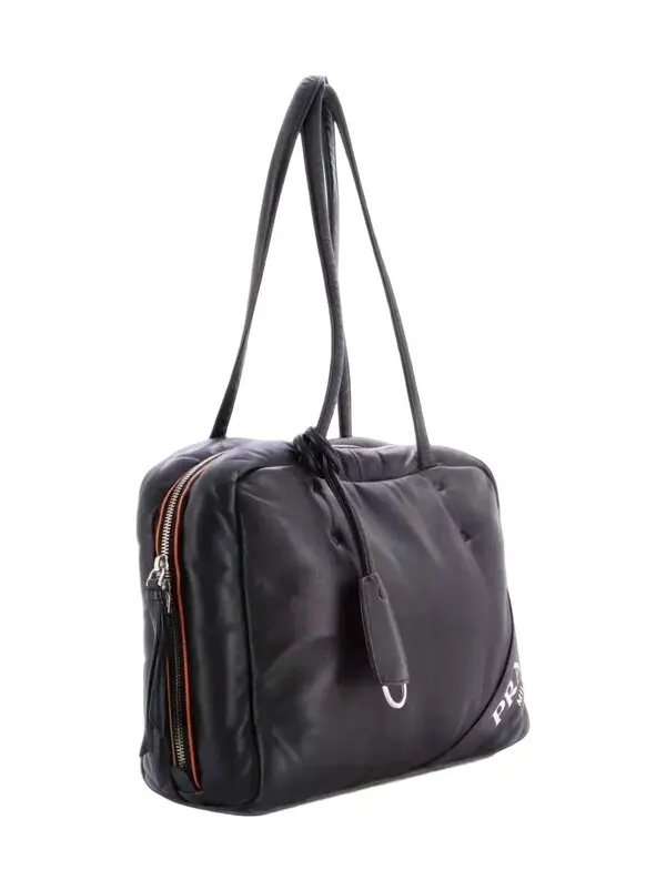 Prada Padded Bowler Bag Nappa Leather Medium Handbag - Black