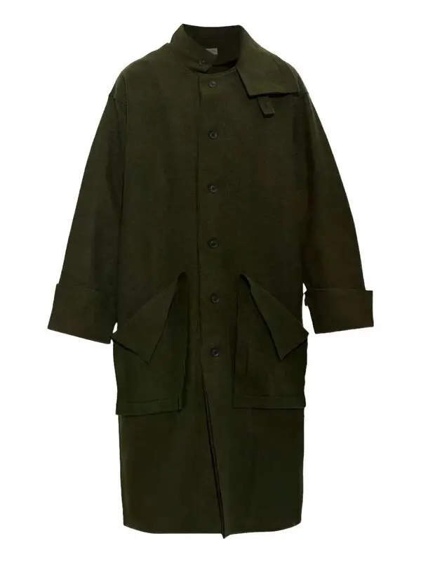 Yohji Yamamoto Stand-up Collar Coat - Green