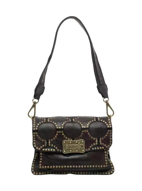 CAMPOMAGGI Agnese Stud-embellished Leather Shoulder Bag - Brown