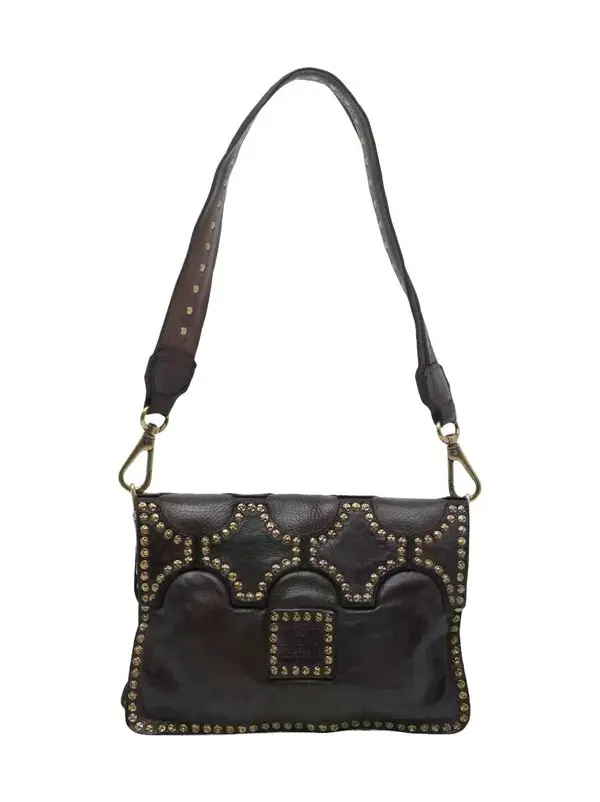 CAMPOMAGGI Agnese Stud-embellished Leather Shoulder Bag - Brown