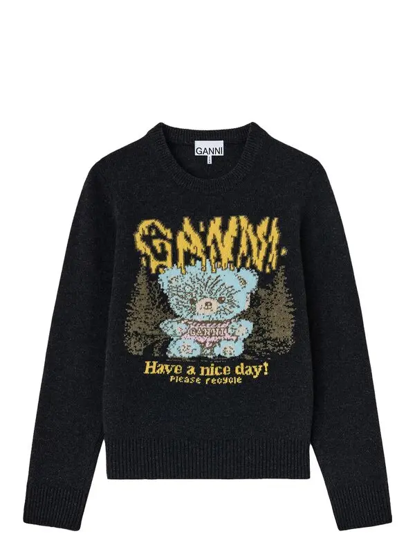 GANNI Forest Teddy Graphic Pullover - Mixed