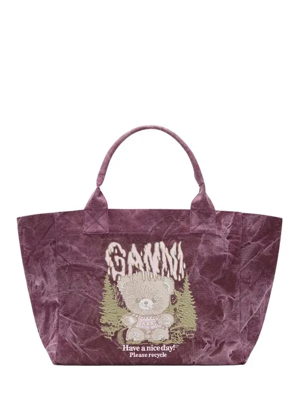 GANNI Medium Forest Teddy Tote Bag - Red