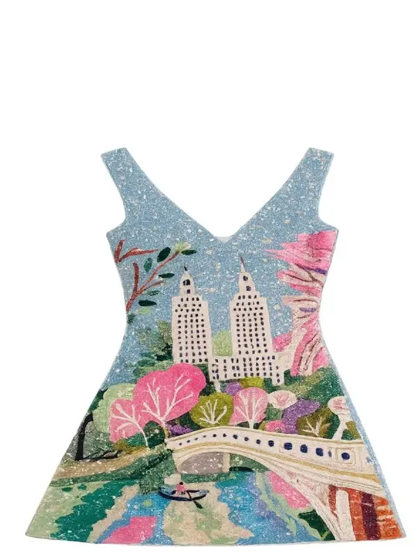 LABELFIORA Love Is In The Air Hand Beaded Dress - Blue