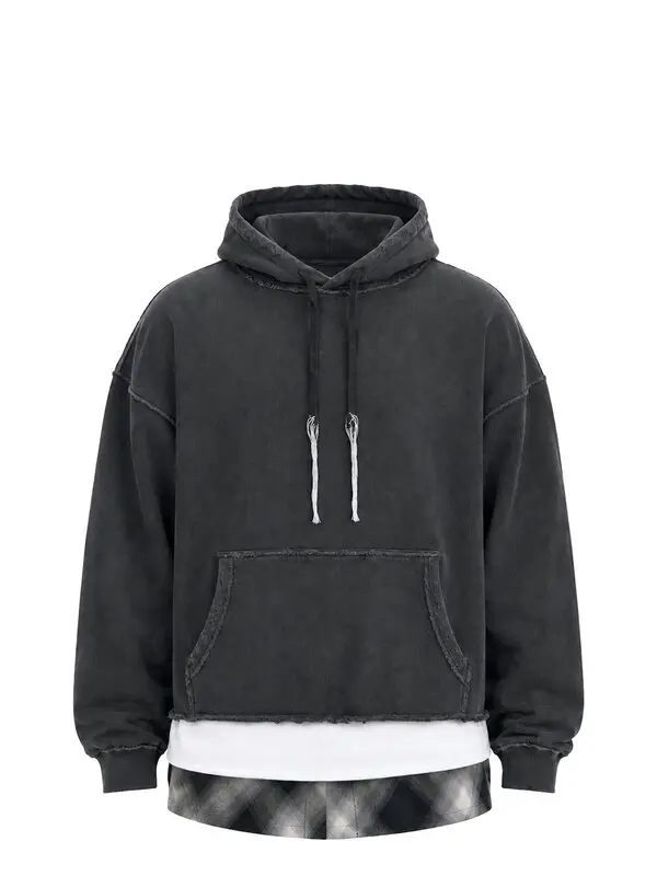 MYSIMPLICATED Oversized Three Layered Distressed Hoodie - Grey