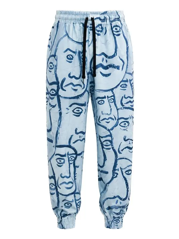 MYSIMPLICATED Trousers In With Faces Design Recycled Fabric - Blue