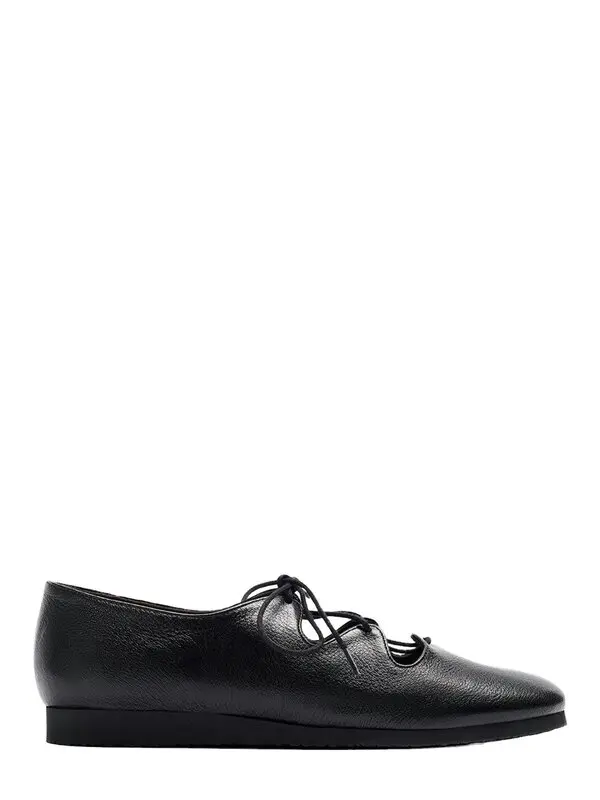 NAGUISA Cleta Open-toe Glossy Goatskin Lace-up Shoes - Black