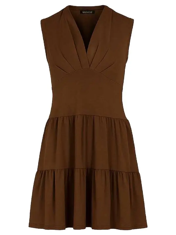 CONQUISTA Cotton-elastane Jersey Sleeveless Dress - Brown