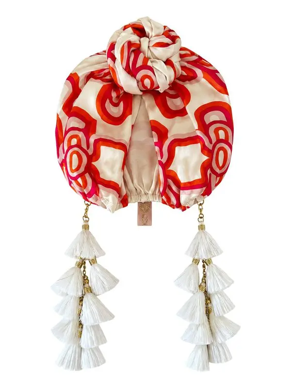 JULIA CLANCEY Edith Silk Chacha Olympia Reversible Turban - Orange