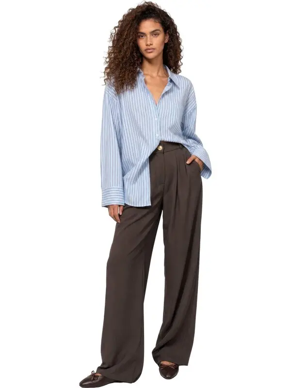 MONLICIA Elara High Waist Pleated Pants - Brown