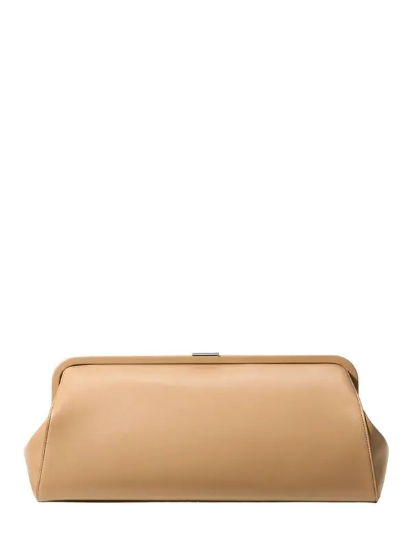 Michael Kors Angelica Large Leather Frame Clutch - Natural