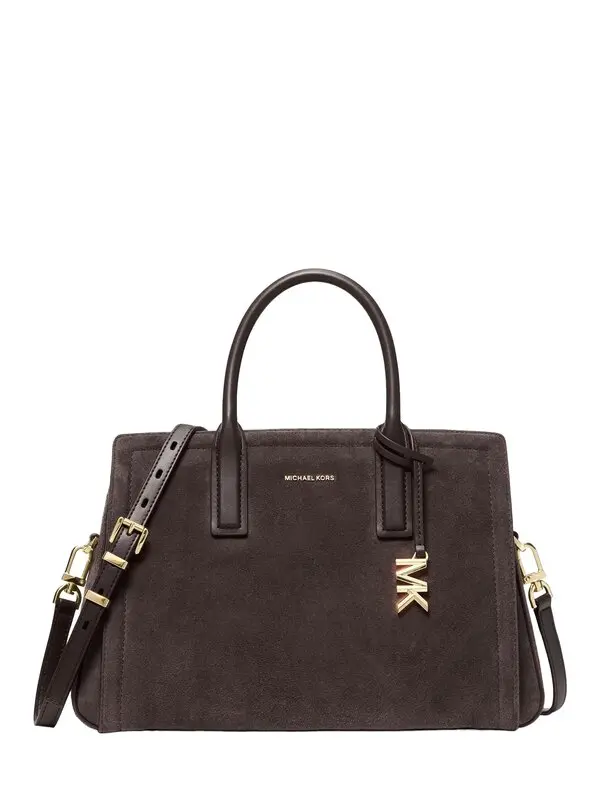 Michael Kors Laila Medium Suede Satchel - Brown