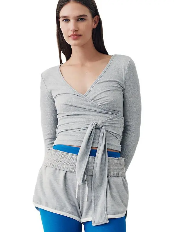 Daily Practice Surplice Wrap-front Top - Grey