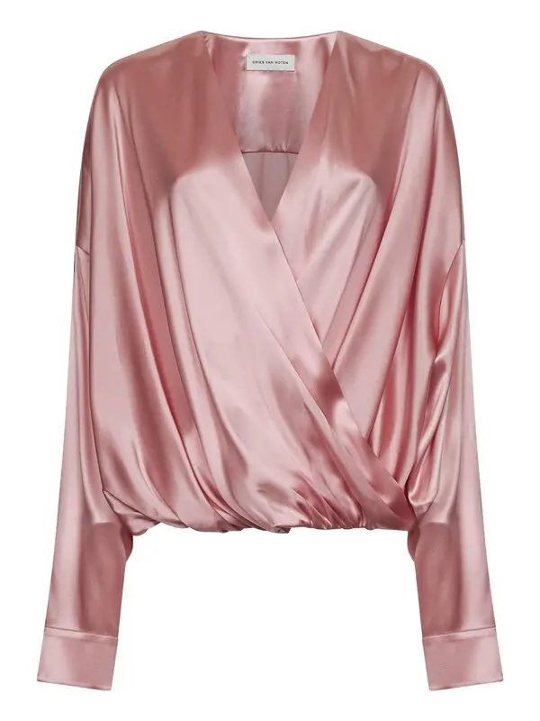Dries Van Noten Long-sleeved V-neck Top - Pink
