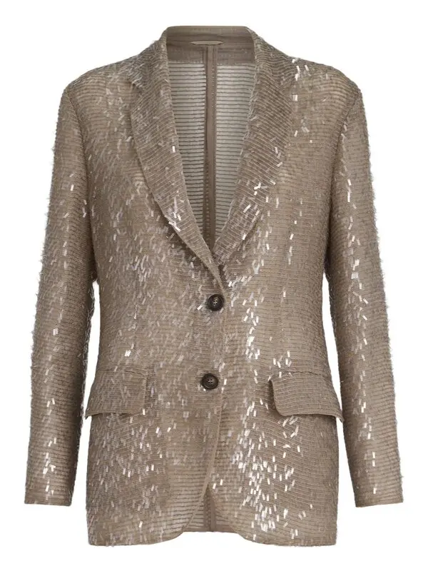 Brunello Cucinelli Button-fastening Sequined Blazer - Gray