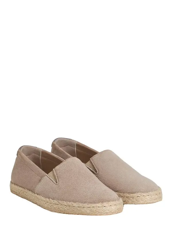 Brunello Cucinelli Suede Slip-ons With Rope Insert - Light Brown