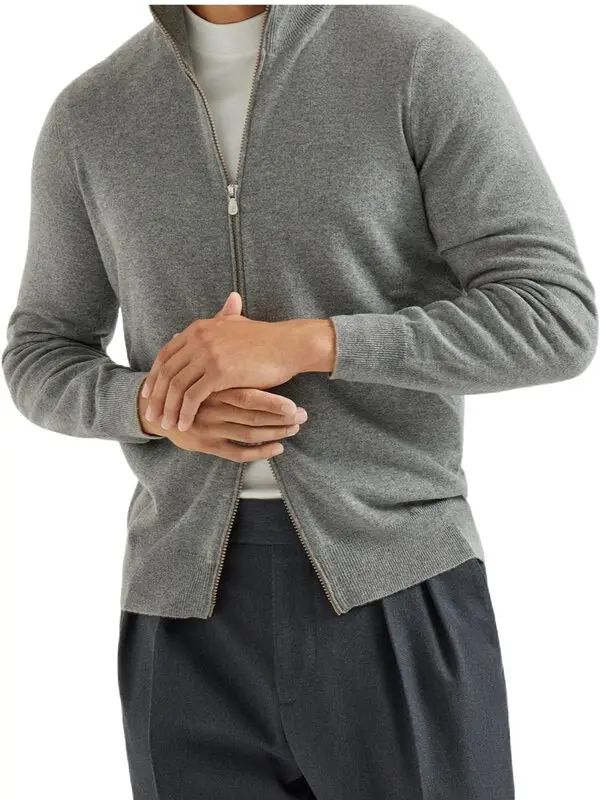 Brunello Cucinelli Cashmere Zip-up Cardigan - Grey