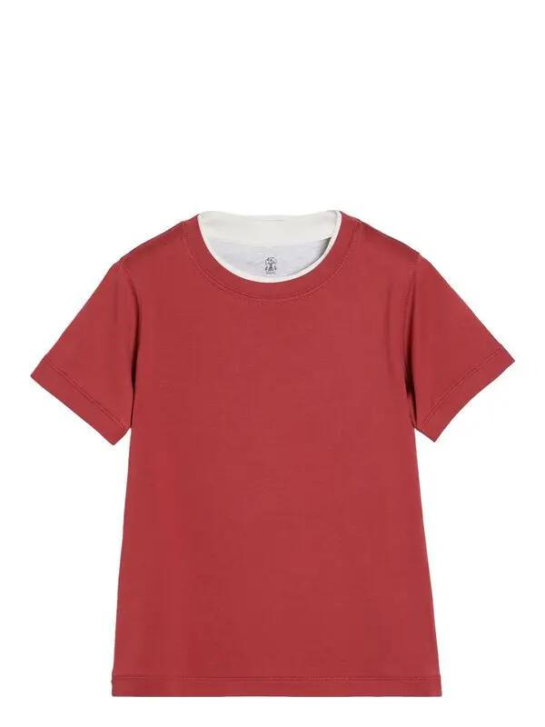 Brunello Cucinelli Cotton Jersey T-shirt With Faux-layering - Red