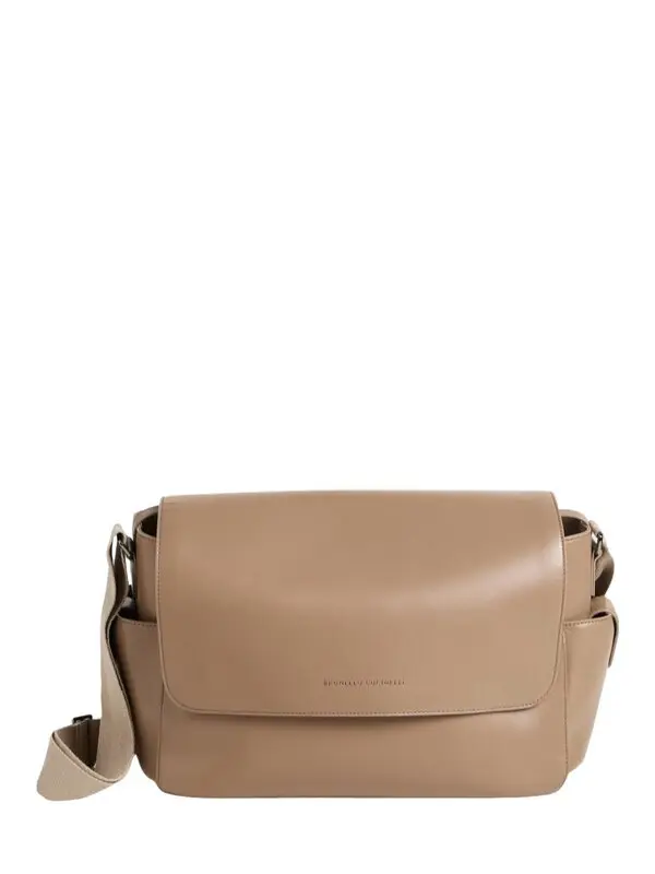Brunello Cucinelli Logo-debossed Leather Changing Bag - Light Brown