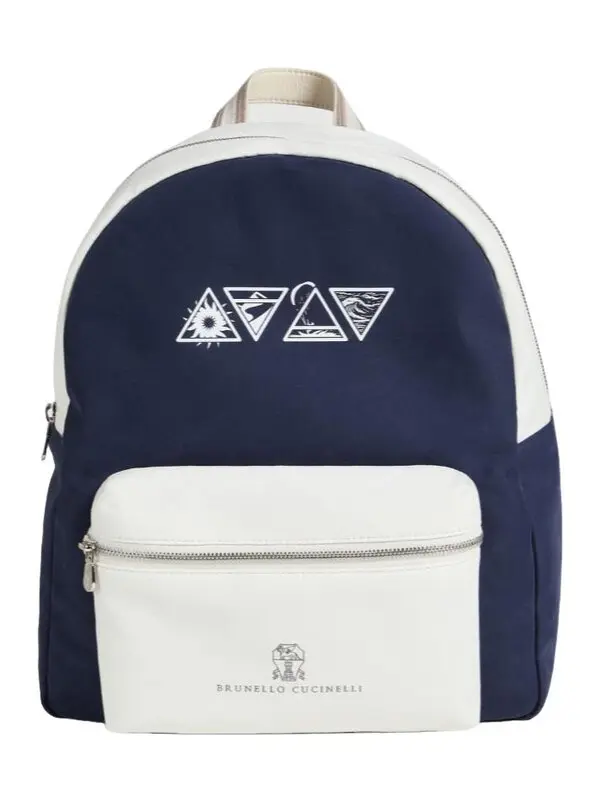 Brunello Cucinelli Graphic Print Backpack - Blue