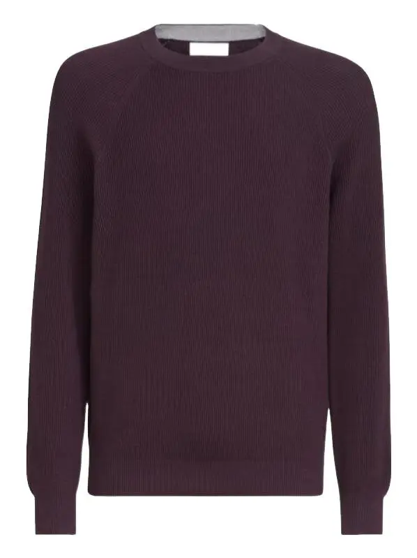 Brunello Cucinelli Cotton English Rib Sweater With Raglan Sleeves - Black