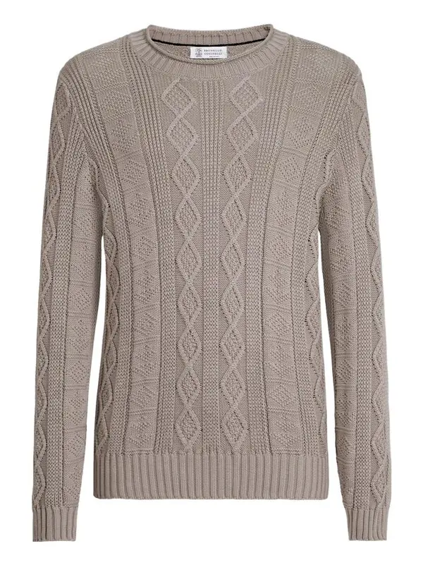 Brunello Cucinelli Fisherman's Cable-knit Sweater - Brown