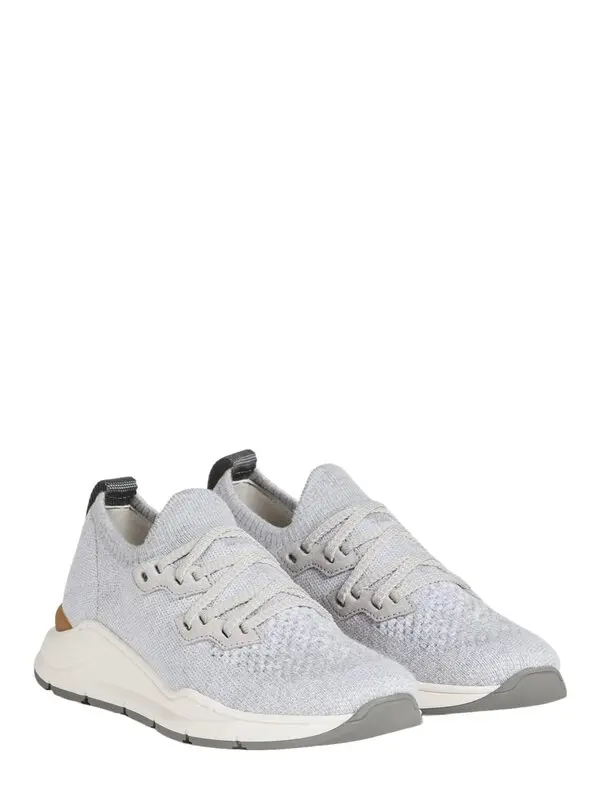 Brunello Cucinelli Cotton Chiné Knit Runners Sneakers - Grey
