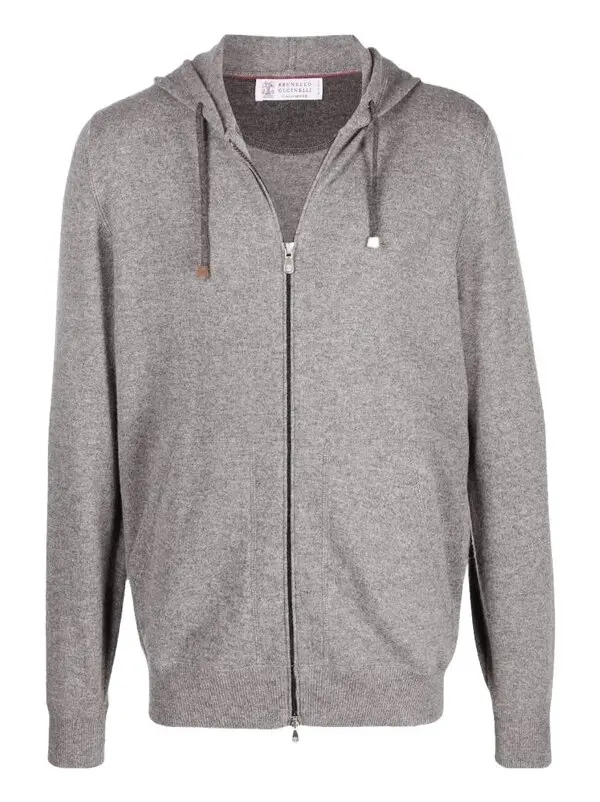 Brunello Cucinelli Zip-up Cashmere Hoodie - Grey