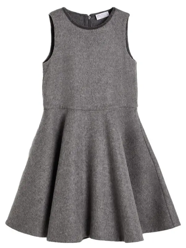 Brunello Cucinelli Skater Sleeveless Mini Dress - Medium Gray