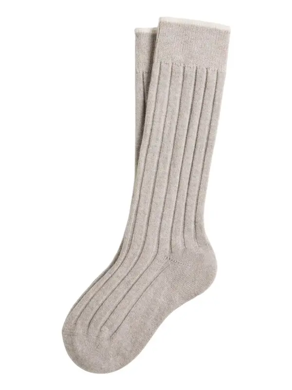 Brunello Cucinelli Ribbed Cashmere Socks - Grey