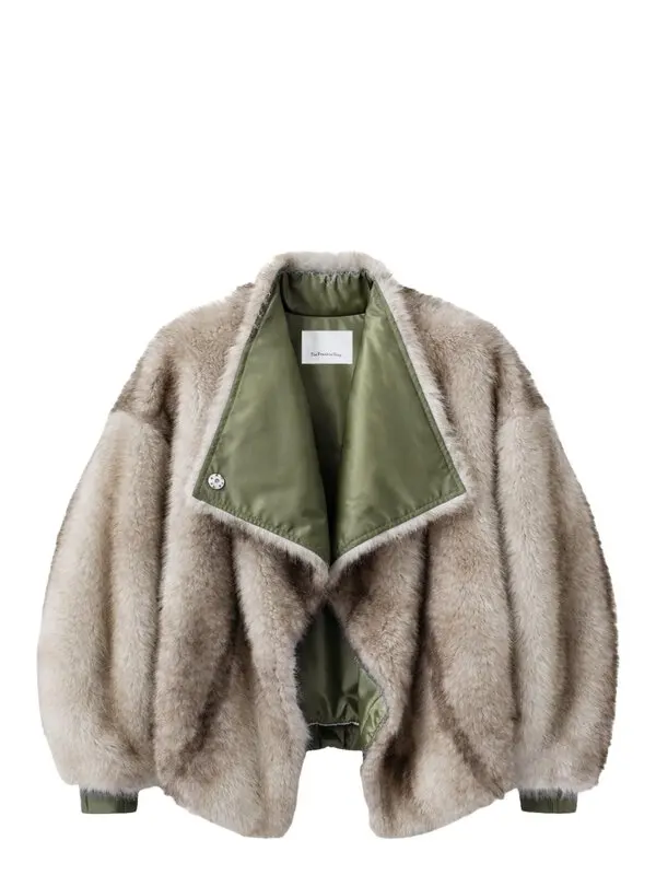 THE FRANKIE SHOP Reversible Long Sleeved Coat - Beige/green