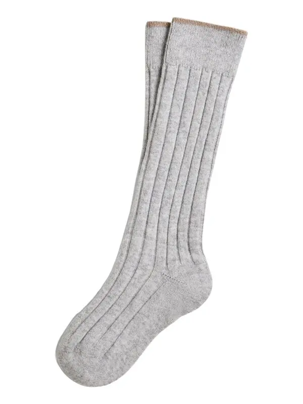 Brunello Cucinelli Ribbed Knit Calf-length Socks - Grey