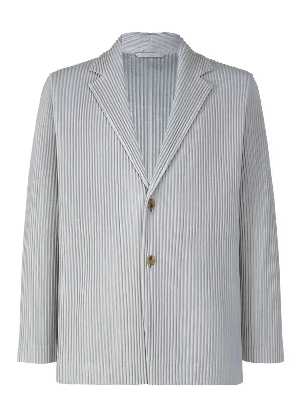Issey Miyake Pleated Notched-lapel Blazer - Light Gray