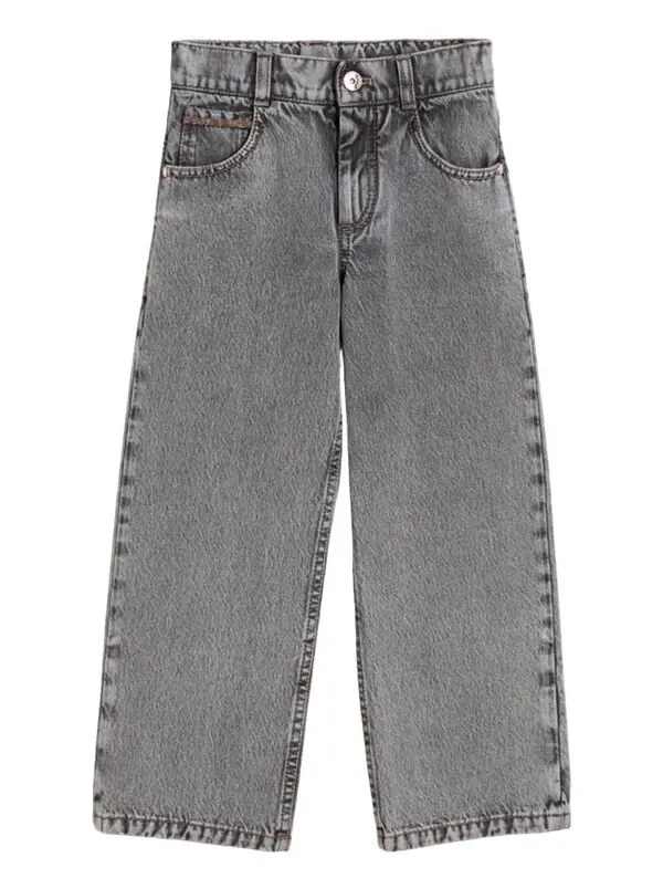 Brunello Cucinelli Classic Denim Straight Trousers With Monili - Grey
