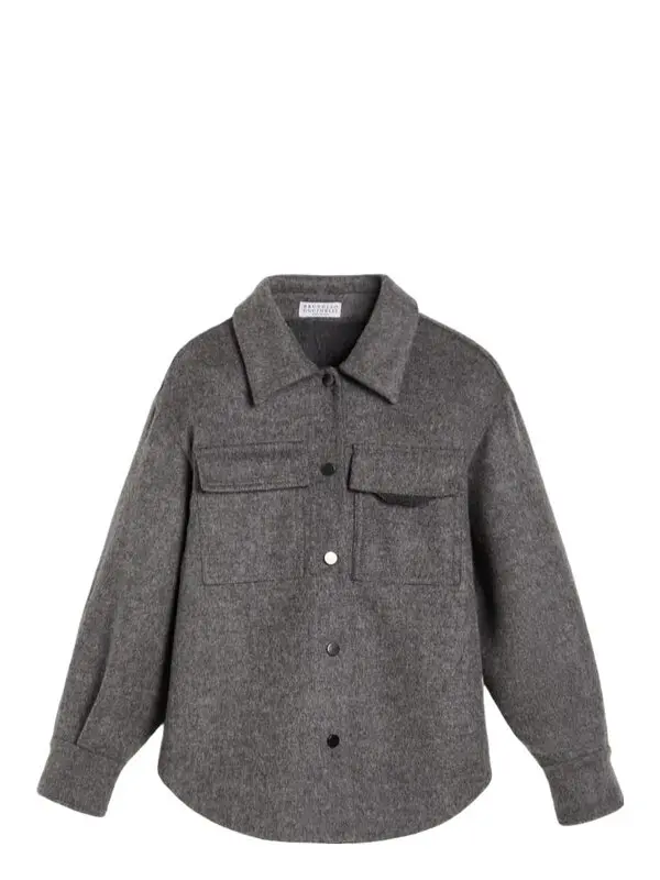 Brunello Cucinelli Pocket-detail Wool Over Shirt - Medium Gray