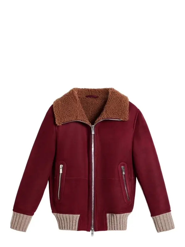 Brunello Cucinelli Shearling-collar Bomber Jacket - Red