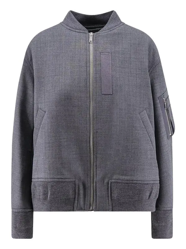 SEMICOUTURE Zip Pocket Bomber Jacket - Grey