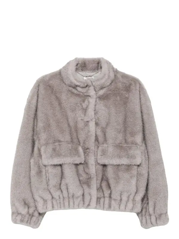 Liu Jo Long Sleeve Faux Fur Coat - Silver-gray