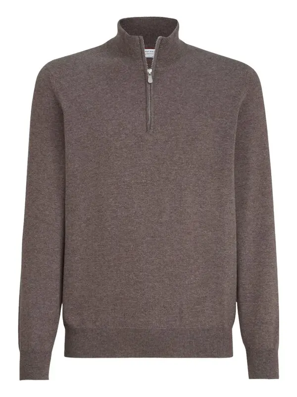 Brunello Cucinelli Cashmere Half-zip Pullover - Black