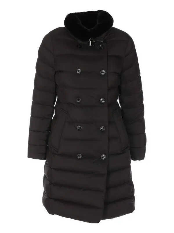 MOORER Longan High-neck Double-breasted Padded Coat - Black