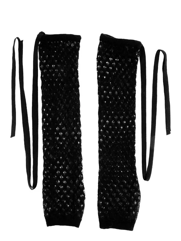 ANN DEMEULEMEESTER Tella Ajoure Knit Leg Warmers - Black