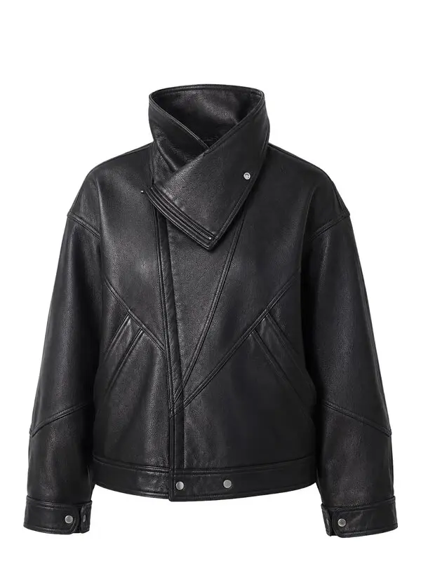 FRONT ROW SHOP Vintage Two Lapel Leather Jacket - Black