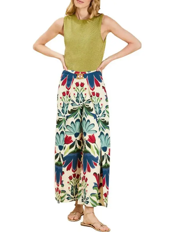 Mestiza New York Floral Buckle Wrap Pants Cotton - Multicolor