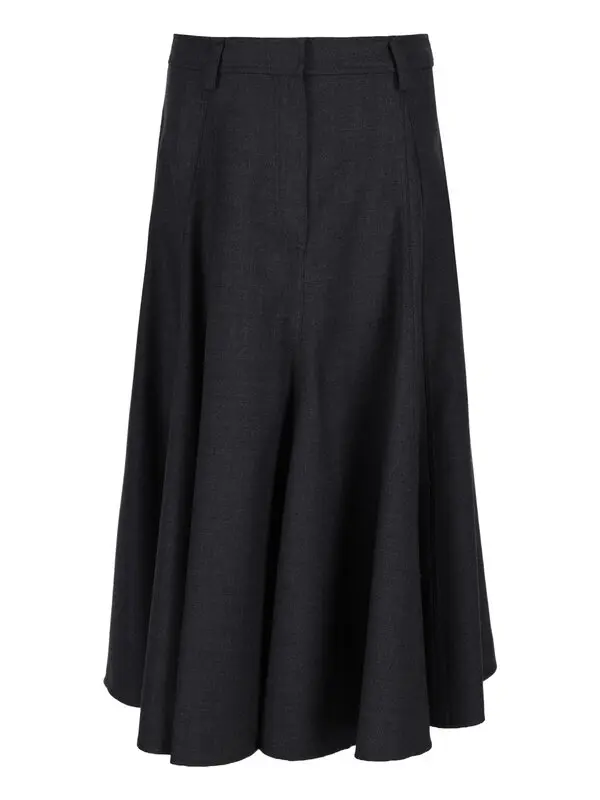 Brunello Cucinelli Wool Midi Skirt - Grey