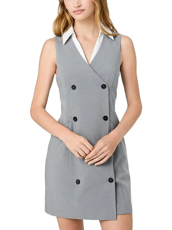 French Connection Tavi Crosshatch Sleeveless Dress - Graphite