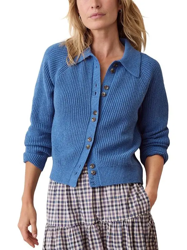 Marine Layer Parker Collared Long Sleeve Cardigan - Coronet